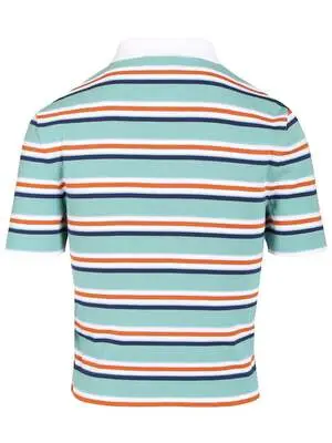 Celine Knitted Cotton Striped Polo Shirt