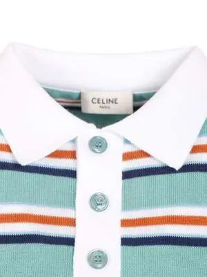 Celine Knitted Cotton Striped Polo Shirt