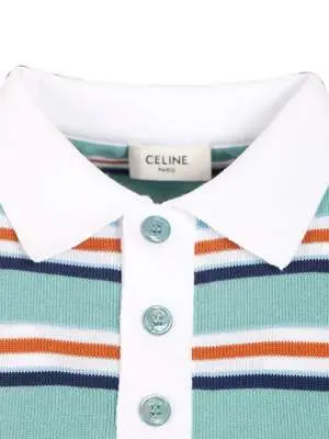 Celine Knitted Cotton Striped Polo Shirt