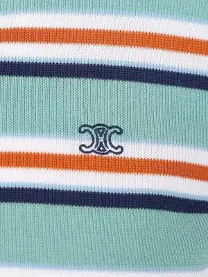 Celine Knitted Cotton Striped Polo Shirt