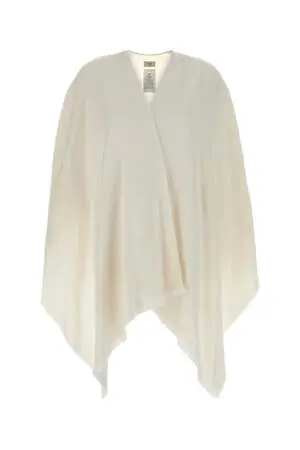 Fendi Ivory Wool Blend Cape - White