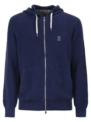 Brunello Cucinelli Ribbed Cotton Knit Hooded Sweatshirt - Multicolor