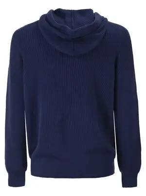 Brunello Cucinelli Ribbed Cotton Knit Hooded Sweatshirt
