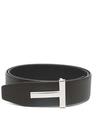 TOM FORD Grained Leather T Icon Reversible Belt - Brown