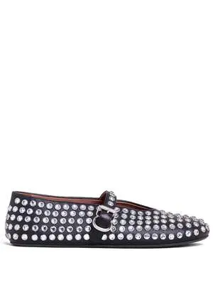 Alaïa Leather Ballet Flats With Strass