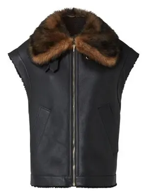 Fendi Nappa Shearling Gilet - Black