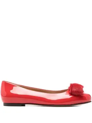 FERRAGAMO Varina Patent Leather Ballet Flats - Red