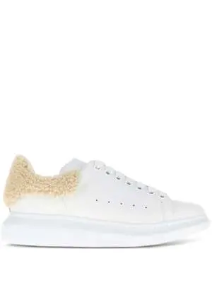Alexander McQueen Oversized Leather Sneakers With Shearling Heel Tab