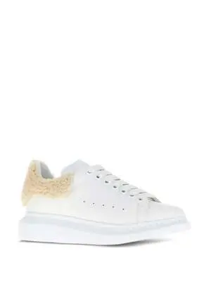 Alexander McQueen Oversized Leather Sneakers With Shearling Heel Tab
