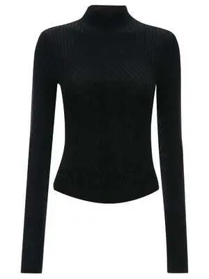 Victoria Beckham Ribbed Long Sleeve Polo