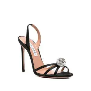 AQUAZZURA Crystal-embellished Satin Slingback Stiletto Sandals