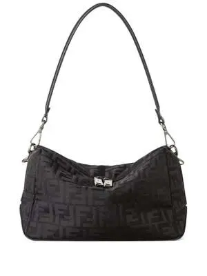 Fendi Squared Ff Lui Medium Leather And Nylon Bag - Black