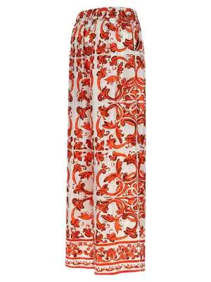Dolce & Gabbana Maiolica Silk Twill Pants