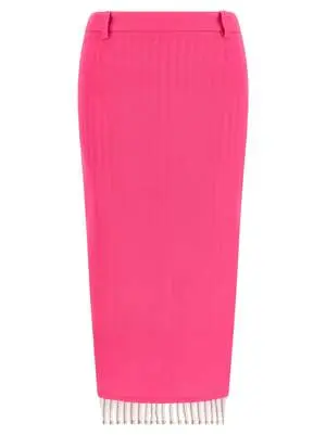 Attico Virgin Wool Double Layer Midi Skirt - Pink