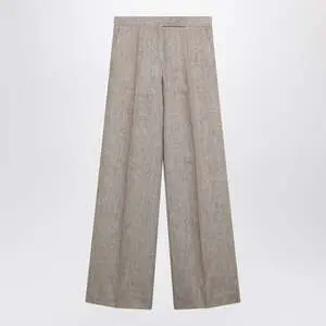 Max Mara Chevron Linen Trousers - Cream