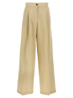 YVES SALOMON Linen Trousers - Cream