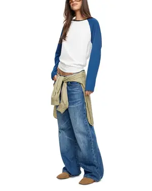 Lioness Kravitz Cotton Blend Baseball Tee - Blue