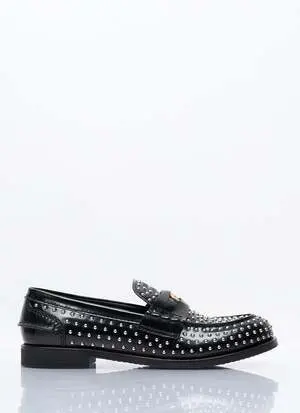 Miu Miu Studded Leather Loafers - Black