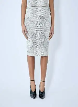 Alexander Wang Snake-print Embossed Midi Skirt - White