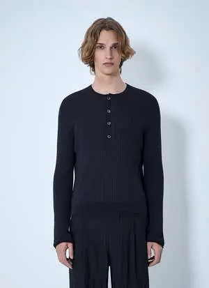 Our Legacy Fine Knit Cotton Crepe Henley - Black