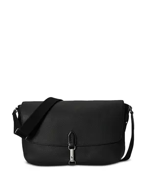 Polo Ralph Lauren Polo Id Pebble Leather Messenger Bag - Black