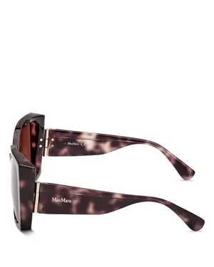Max Mara Hinge Square Sunglasses - Havana/brown