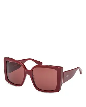 Max Mara Hinge Square Sunglasses - Red/brown