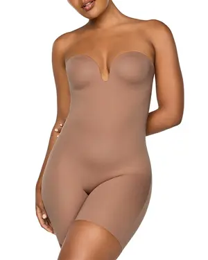 Spanx Suit Your Fancy Strapless Mid-thigh Bodysuit - Cinnamon