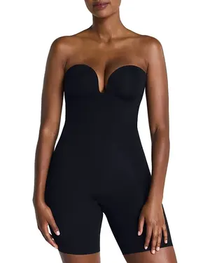 Spanx Suit Your Fancy Strapless Mid-thigh Bodysuit - Very Black