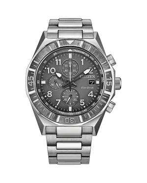 Citizen Nighthawk Chronograph Stainless Steel Bracelet Watch, 42mm - Gray/silver