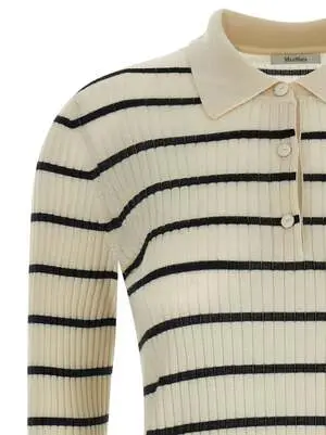 Max Mara Cashmere And Stretch Silk Striped Polo Shirt