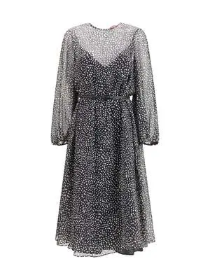 Max Mara Silk Polka Dot Midi Dress