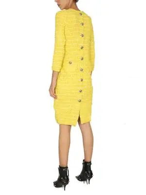 Balenciaga Back-to-front Short Dress In Wool Tweed Knit