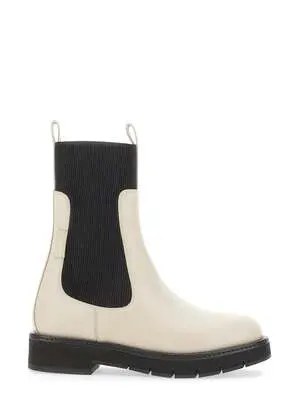 FERRAGAMO Leather Chelsea Boot - White