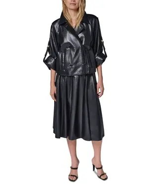Donna Karan New York Faux Leather Roll Sleeve Jacket