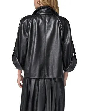 Donna Karan New York Faux Leather Roll Sleeve Jacket