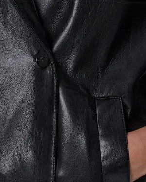 Donna Karan New York Faux Leather Roll Sleeve Jacket