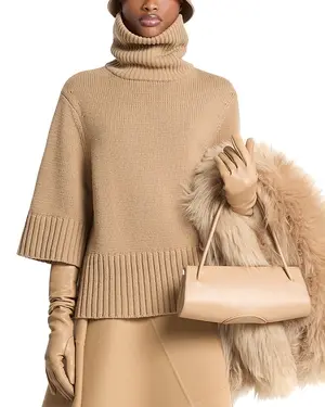 Michael Kors Cashmere Funnel Neck Top - Fawn