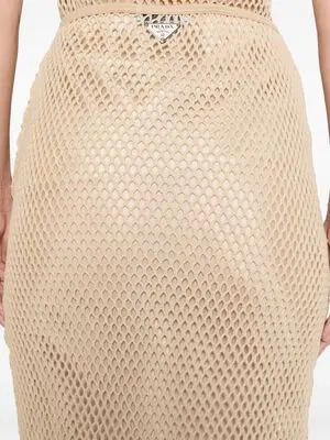 Prada Open-knit Midi Skirt