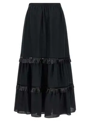 Kiton Fringed Linen Skirt