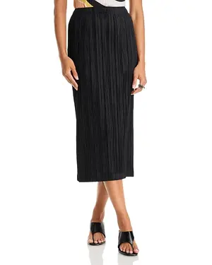 Issey Miyake Pleated Midi Skirt - Black