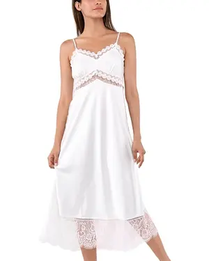 Flora Nikrooz Skyler Lace Trim Satin Gown
