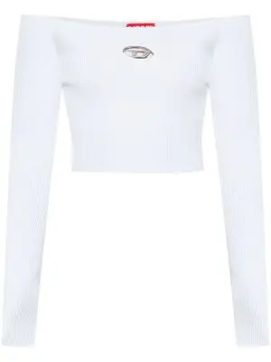 DIESEL® Oval-d Logo Ribbed Knit Crop Top - Multicolor