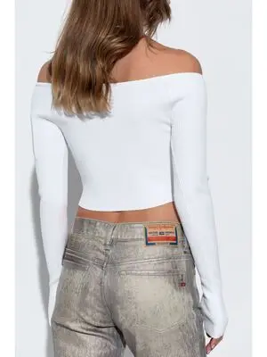 DIESEL® Oval-d Logo Ribbed Knit Crop Top
