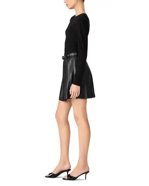 Steve Madden Isha Faux Leather Belted Skirt - Black