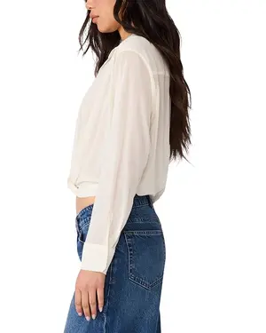 Steve Madden Twisted Hem Button Front Top - Cream