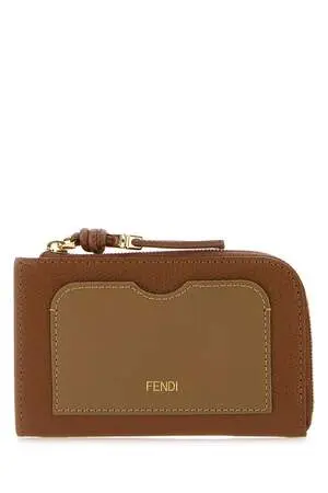 Fendi Leather Coin Purse - Brown