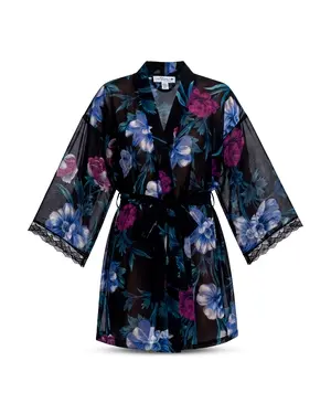 IN BLOOM BY JONQUIL Printed Chiffon Wrap Robe