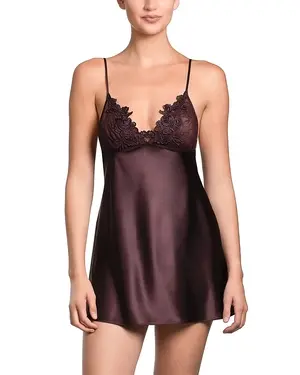 IN BLOOM BY JONQUIL Satin Lace Cup Chemise - Chocolate