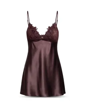 IN BLOOM BY JONQUIL Satin Lace Cup Chemise - Chocolate
